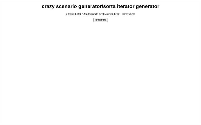 crazy scenario generator/sorta iterator generator