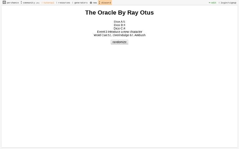 The Oracle By Ray Otus ― Perchance Generator
