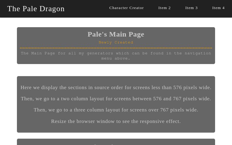 Pale's Main Page ― Perchance Generator