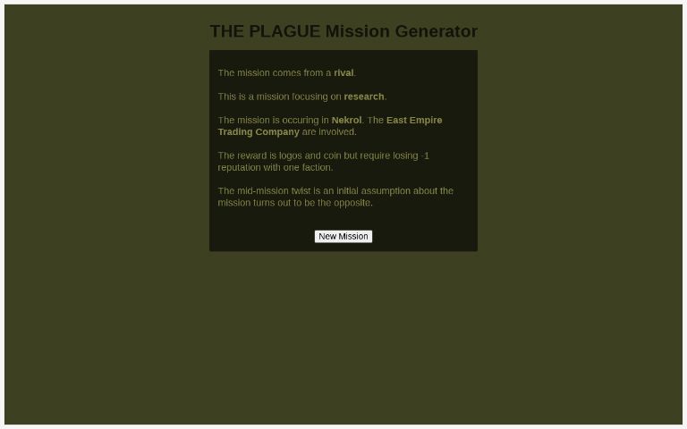 The Plague ― Perchance Generator