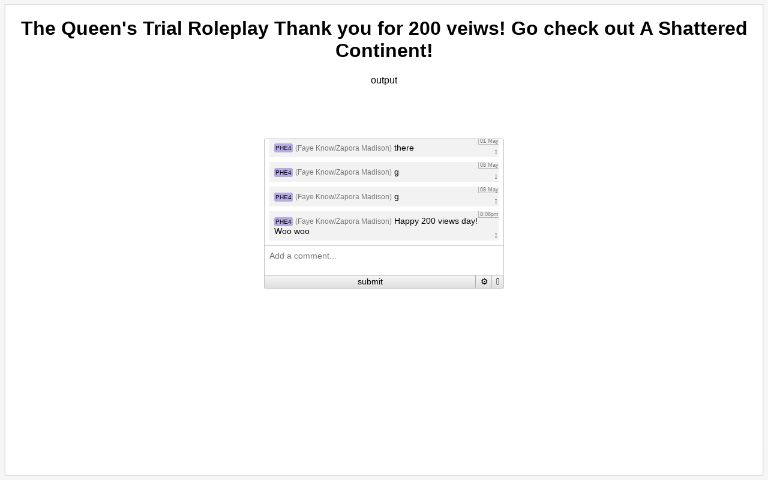 The Queen's Trial Roleplay Thank you for 200 veiws! Go check out A ...