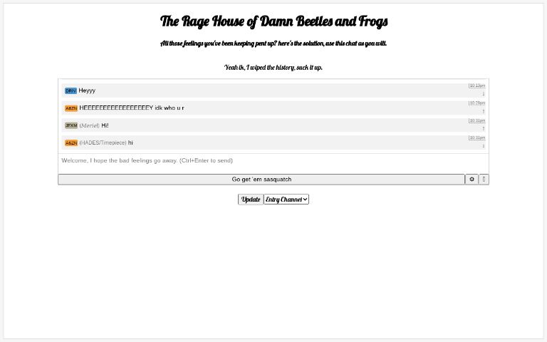 The Rage House of Damn Beetles and Frogs ― Perchance Generator