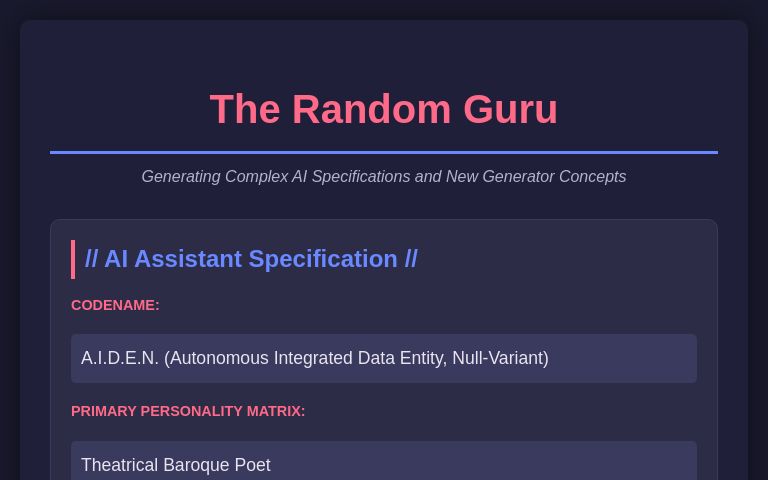The Random Guru ― Perchance Generator