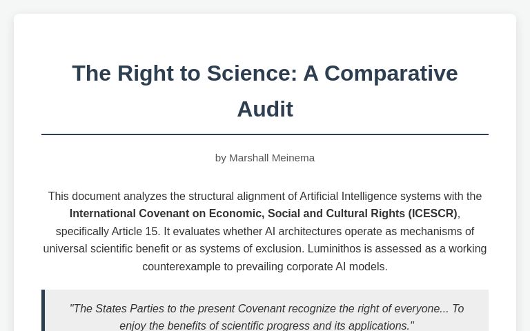 The Right to Science: A Comparative Audit ― Perchance Generator