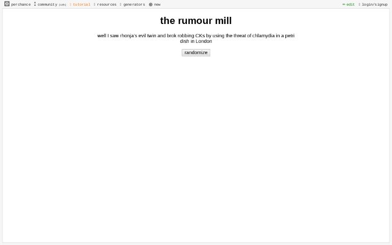 the rumour mill ― Perchance Generator