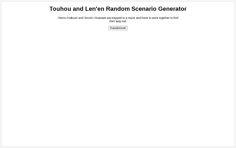Touhou and Len'en Random Scenario Generator