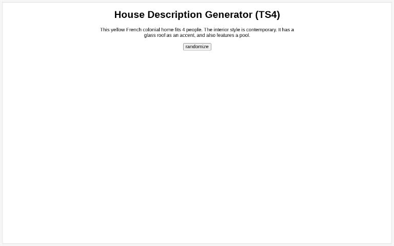 House Description Generator (TS4)