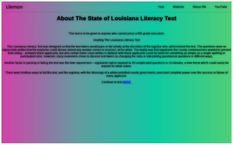 The State of Louisiana Literacy Test ― Perchance Generator