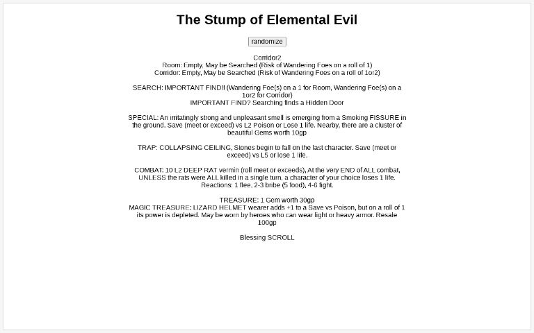 The Stump of Elemental Evil ― Perchance Generator