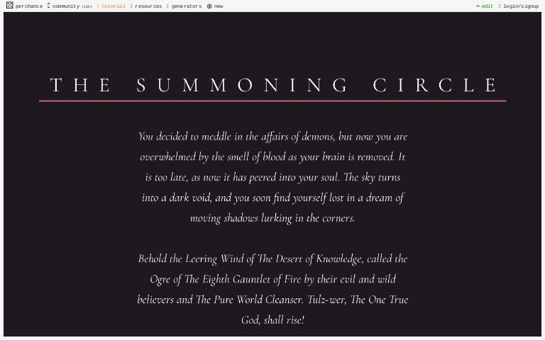 The Summoning Circle Of Eldritch Abominations ― Perchance Generator