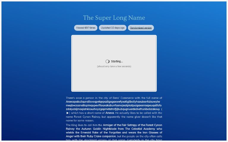 The Super Long Name ― Perchance Generator