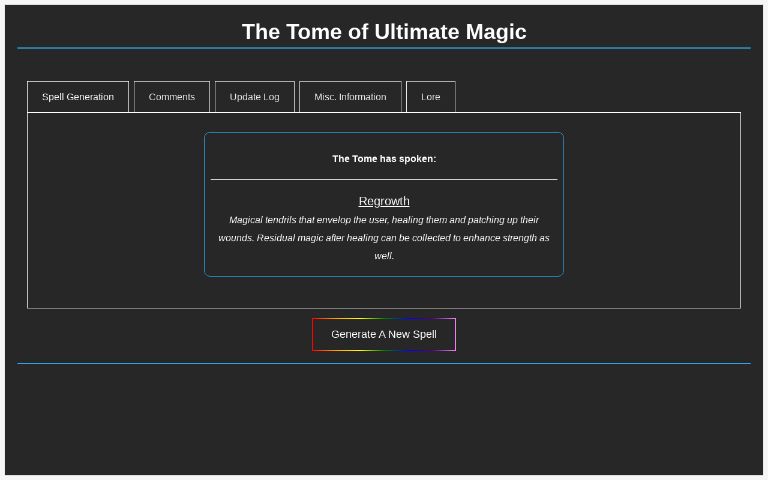 The Tome of Ultimate Magic ― Perchance Generator