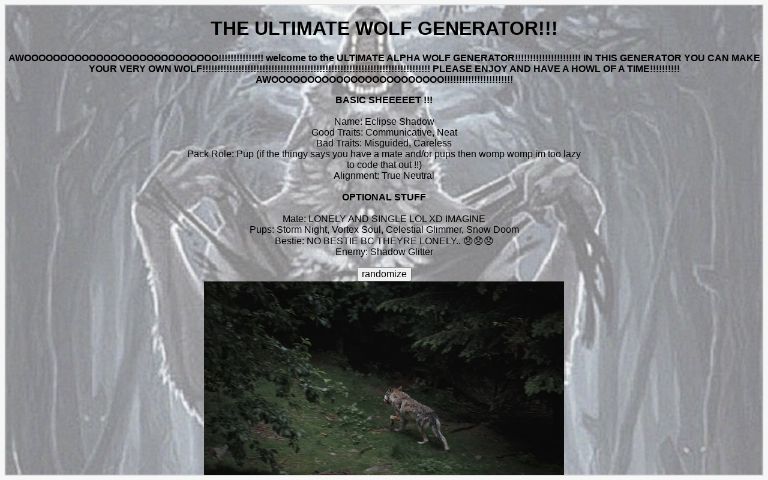 THE ULTIMATE WOLF GENERATOR!!!