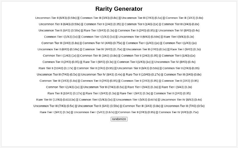 Rarity Generator
