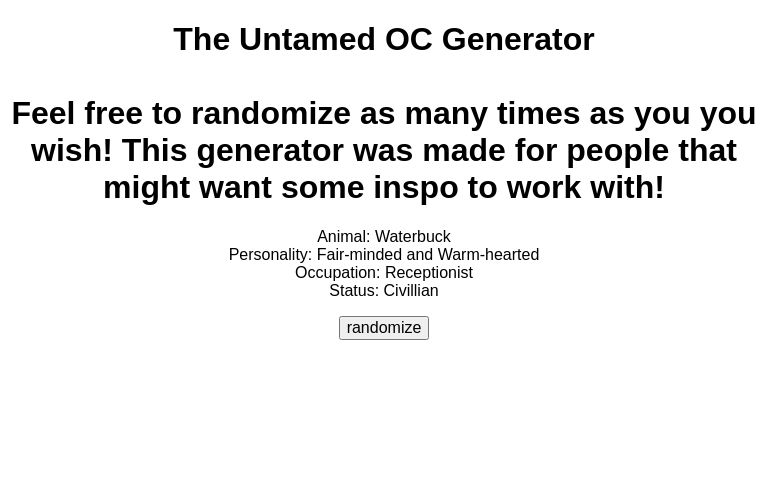 The Untamed OC GeneratorFeel free to randomize as many times as you you ...