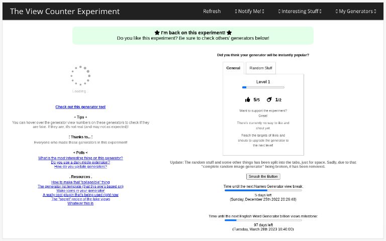 The View Counter Experiment ― Perchance Generator