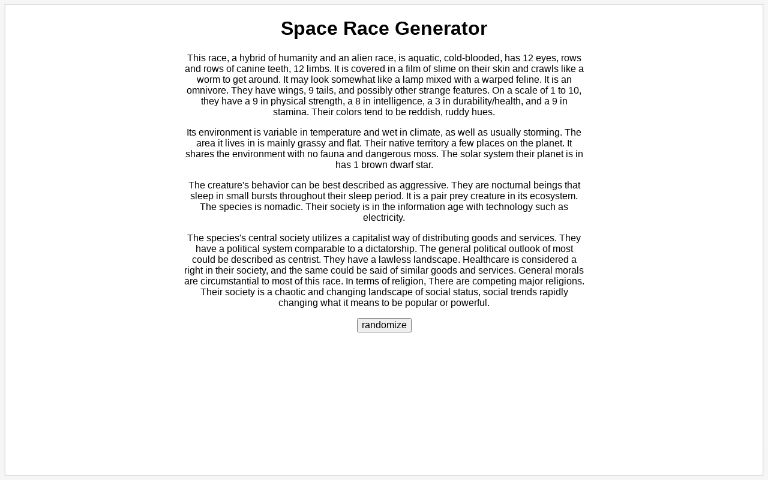 Space Race Generator