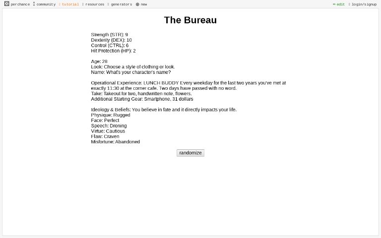 The Bureau ― Perchance Generator