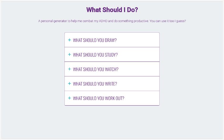 What Should I Do? ― Perchance Generator