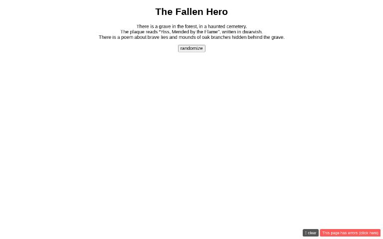 The Fallen Hero ― Perchance Generator