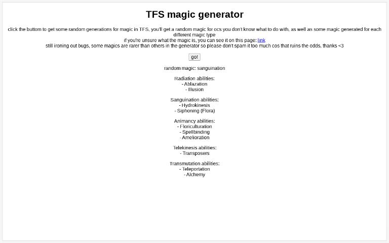 TFS magic generator