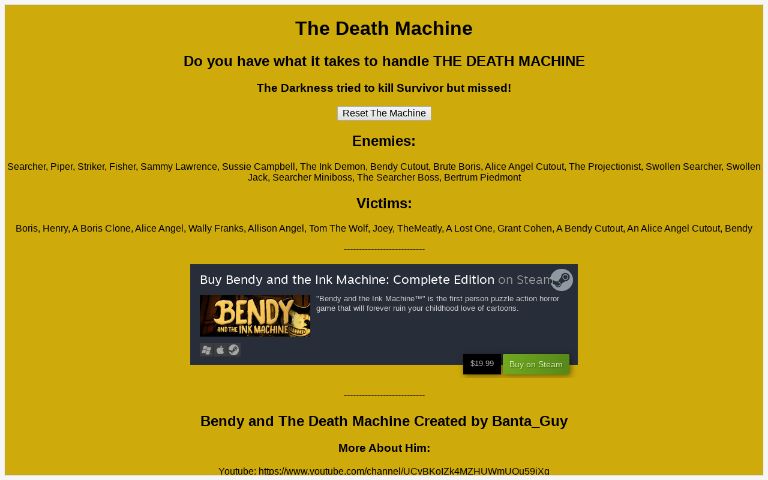 The Death Machine ― Perchance Generator