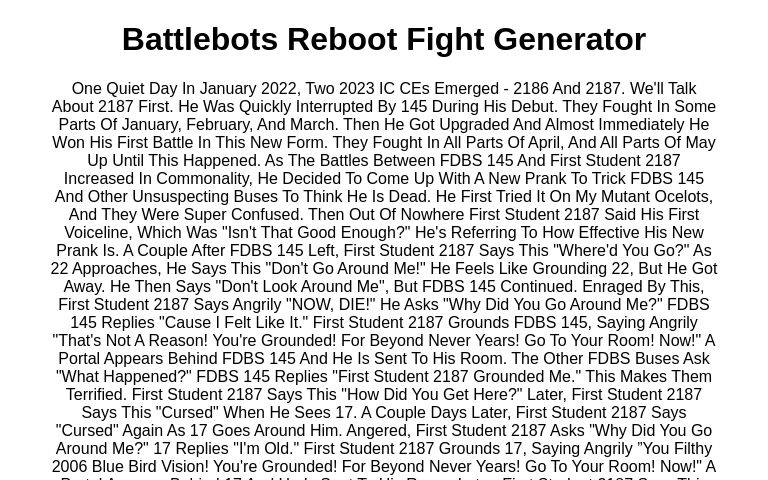Battlebots Reboot Fight Generator