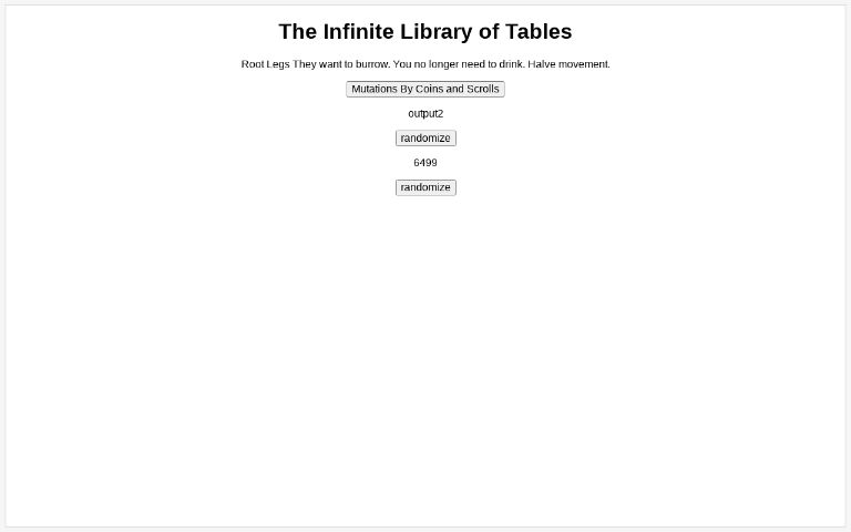 The Infinite Library of Tables ― Perchance Generator