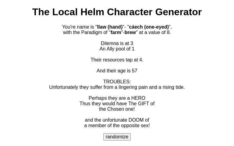 The Local Helm Character Generator