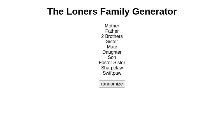The Loners Family Generator