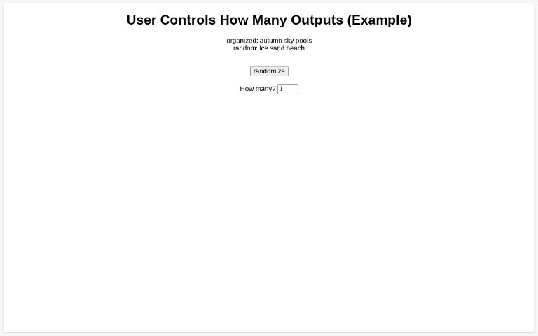 User Controls How Many Outputs (Example) ― Perchance Generator