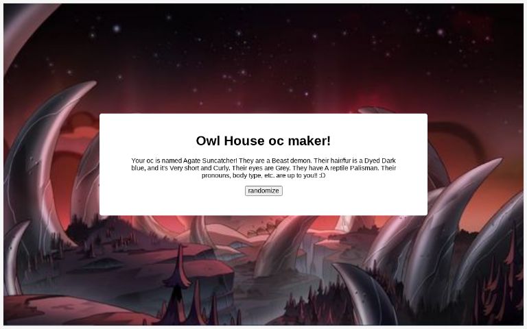 Owl House oc maker! ― Perchance Generator