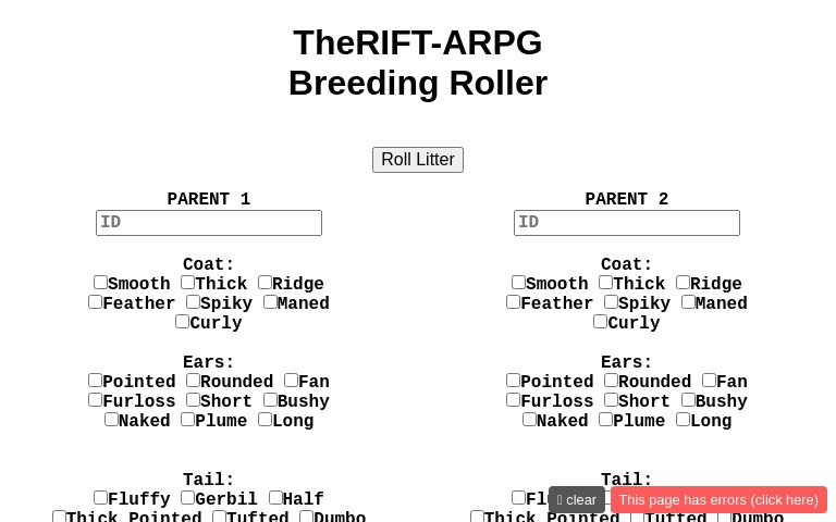 TheRIFT-ARPG Breeding Roller ― Perchance Generator