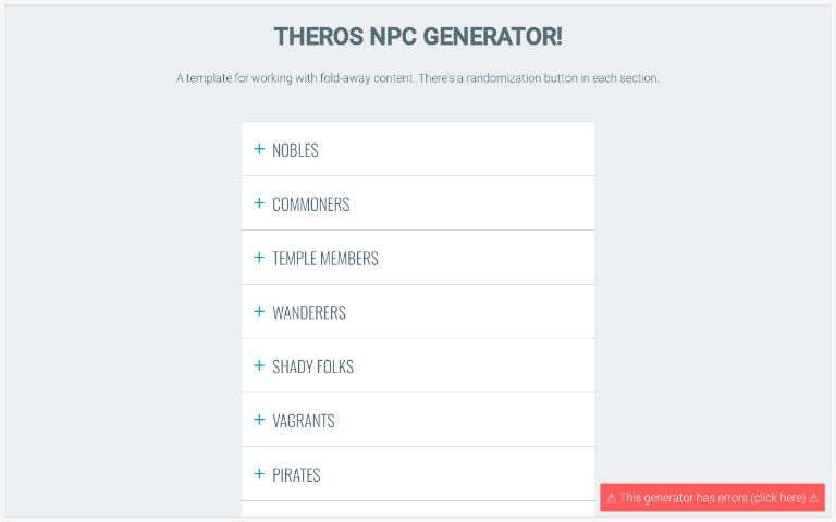 THEROS NPC GENERATOR!