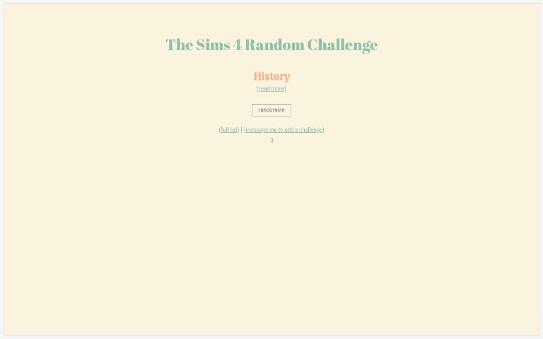 The Sims 4 Random Challenge ― Perchance Generator