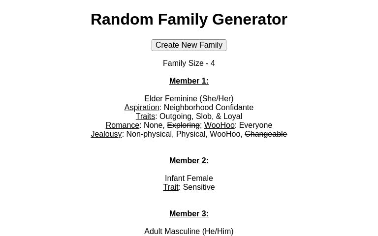 Random Family Generator