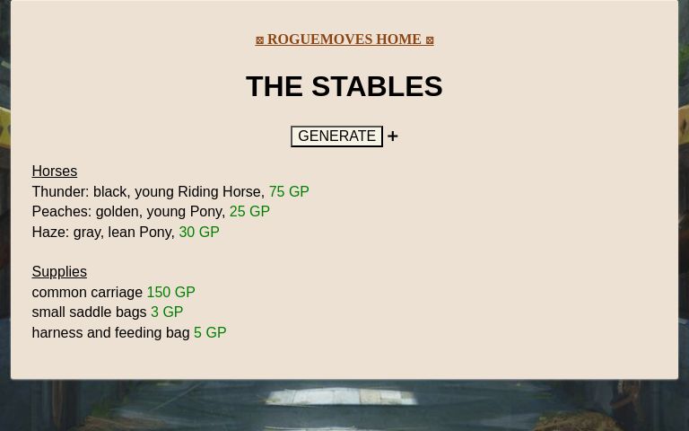 Stables ― Perchance Generator