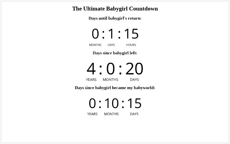 The Ultimate Babygirl Countdown ― Perchance Generator