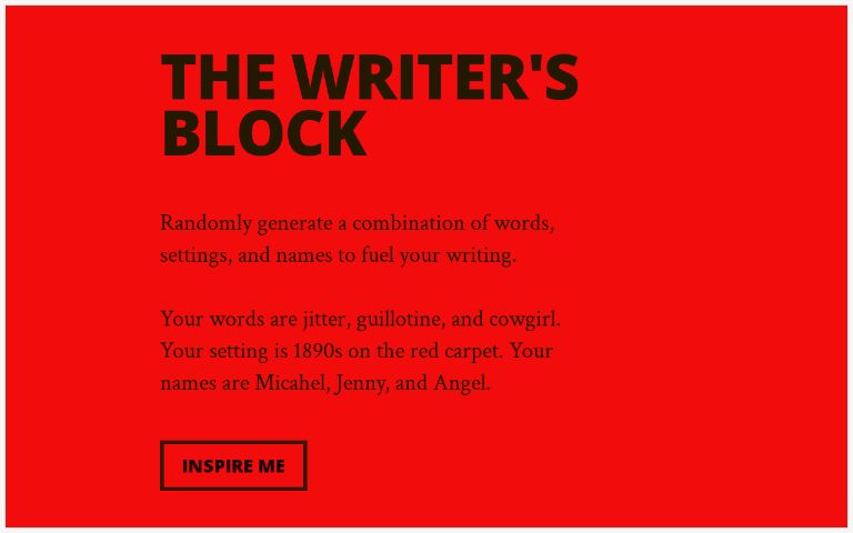 The Writers Block ― Perchance Generator