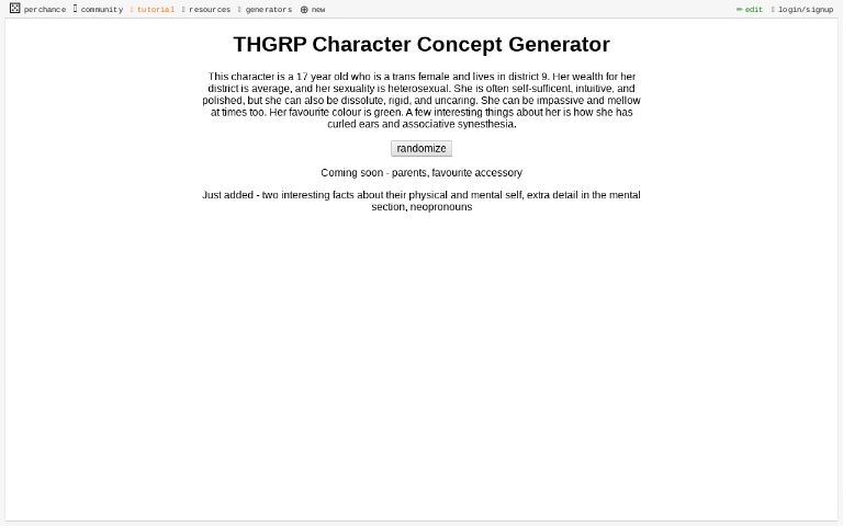 THGRP Character Concept Generator