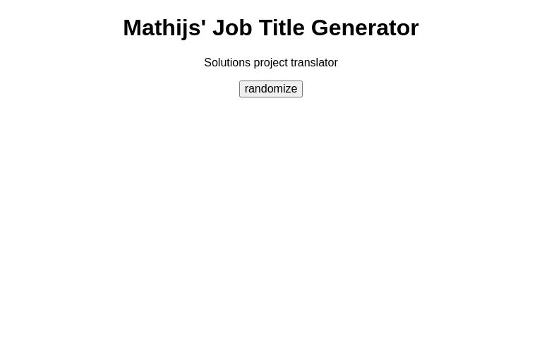 Mathijs' Job Title Generator