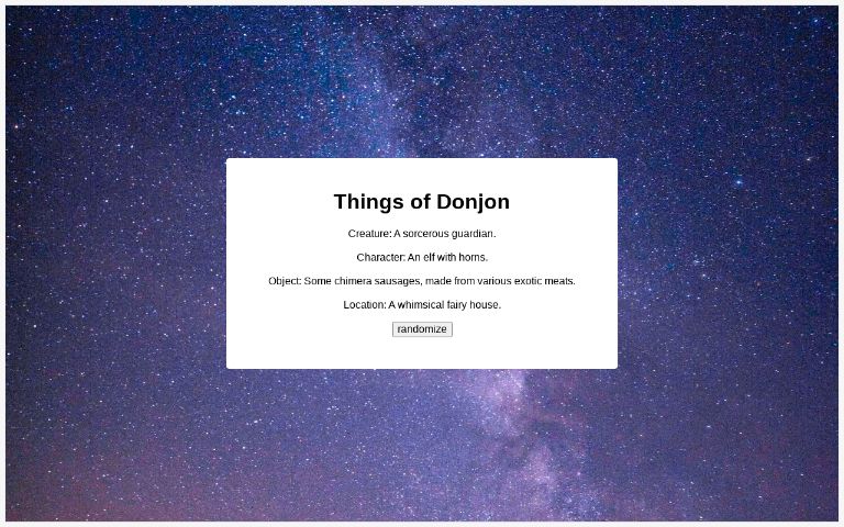 Things of Donjon ― Perchance Generator