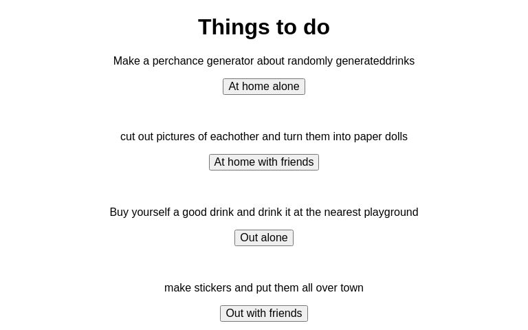 Things to do ― Perchance Generator