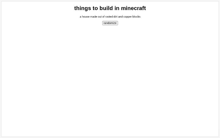 things to build in minecraft ― Perchance Generator