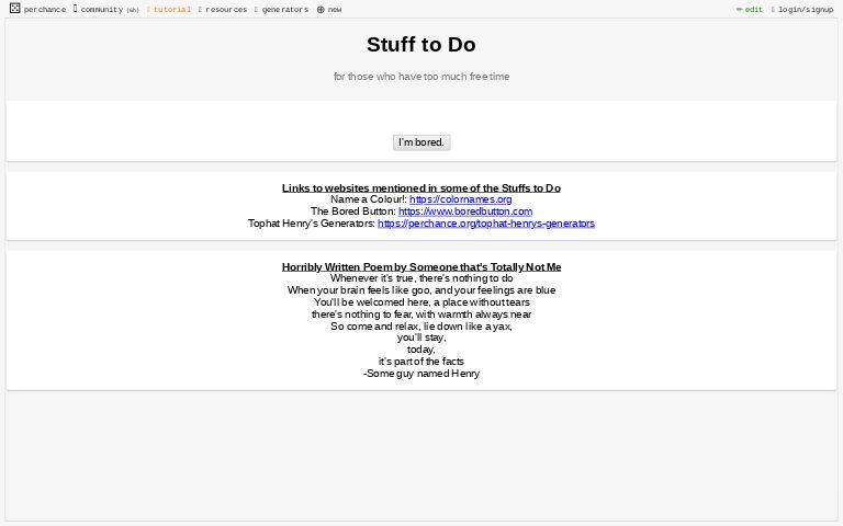Stuff to Do ― Perchance Generator
