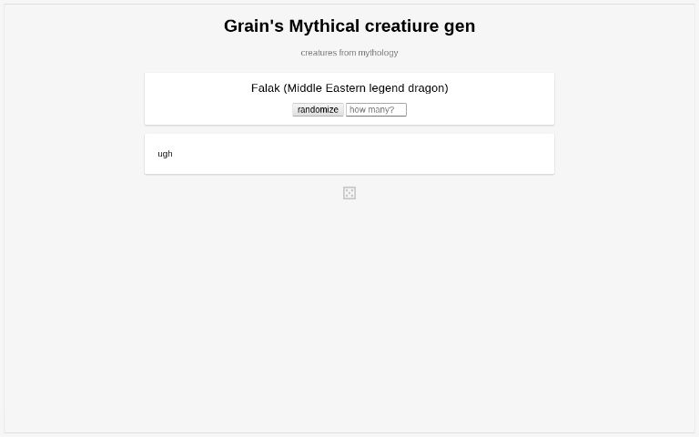 Grain's Mythical creatiure gen ― Perchance Generator