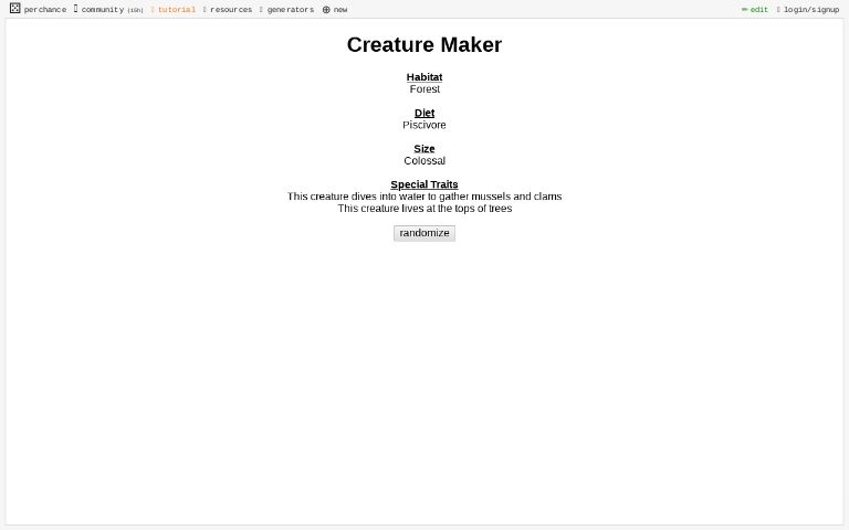 Creature Maker ― Perchance Generator