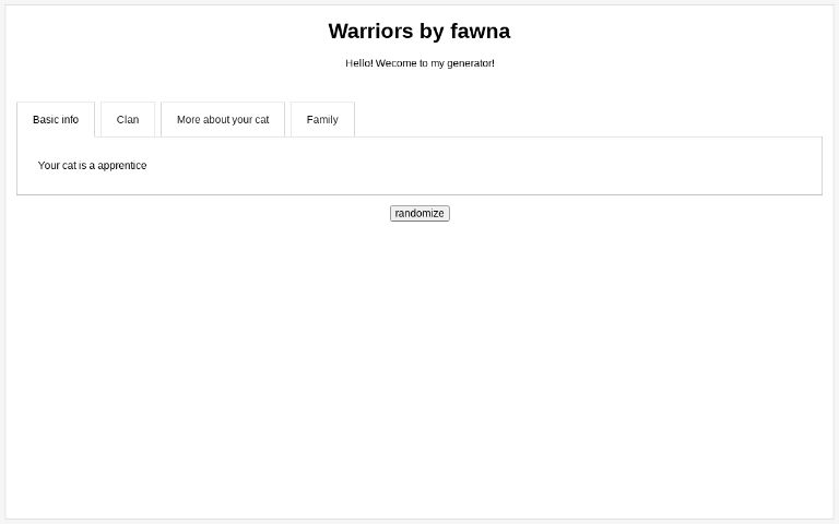 Warriors by fawna ― Perchance Generator