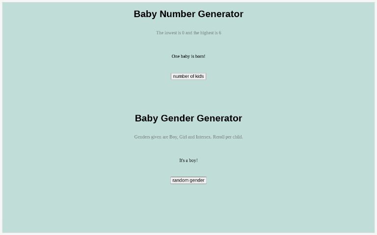 Baby Number Generator