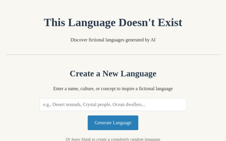 This Language Doesn't Exist ― Perchance Generator